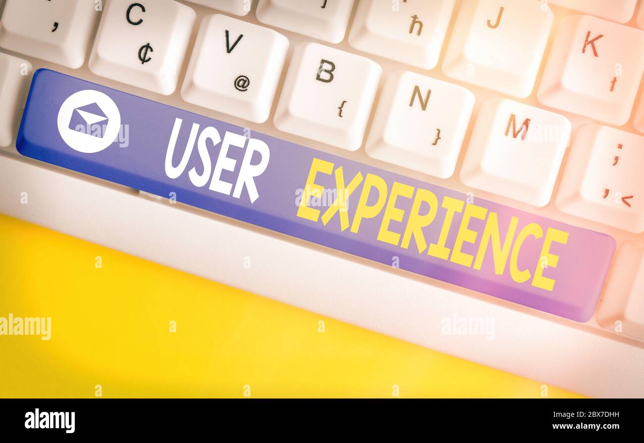 Text sign showing User Experience. Business photo showcasing how an ...