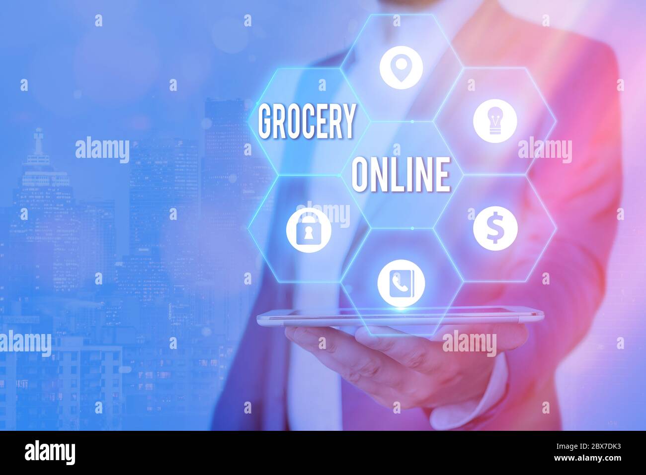Handwriting text Grocery Online. Conceptual photo digital version of ...