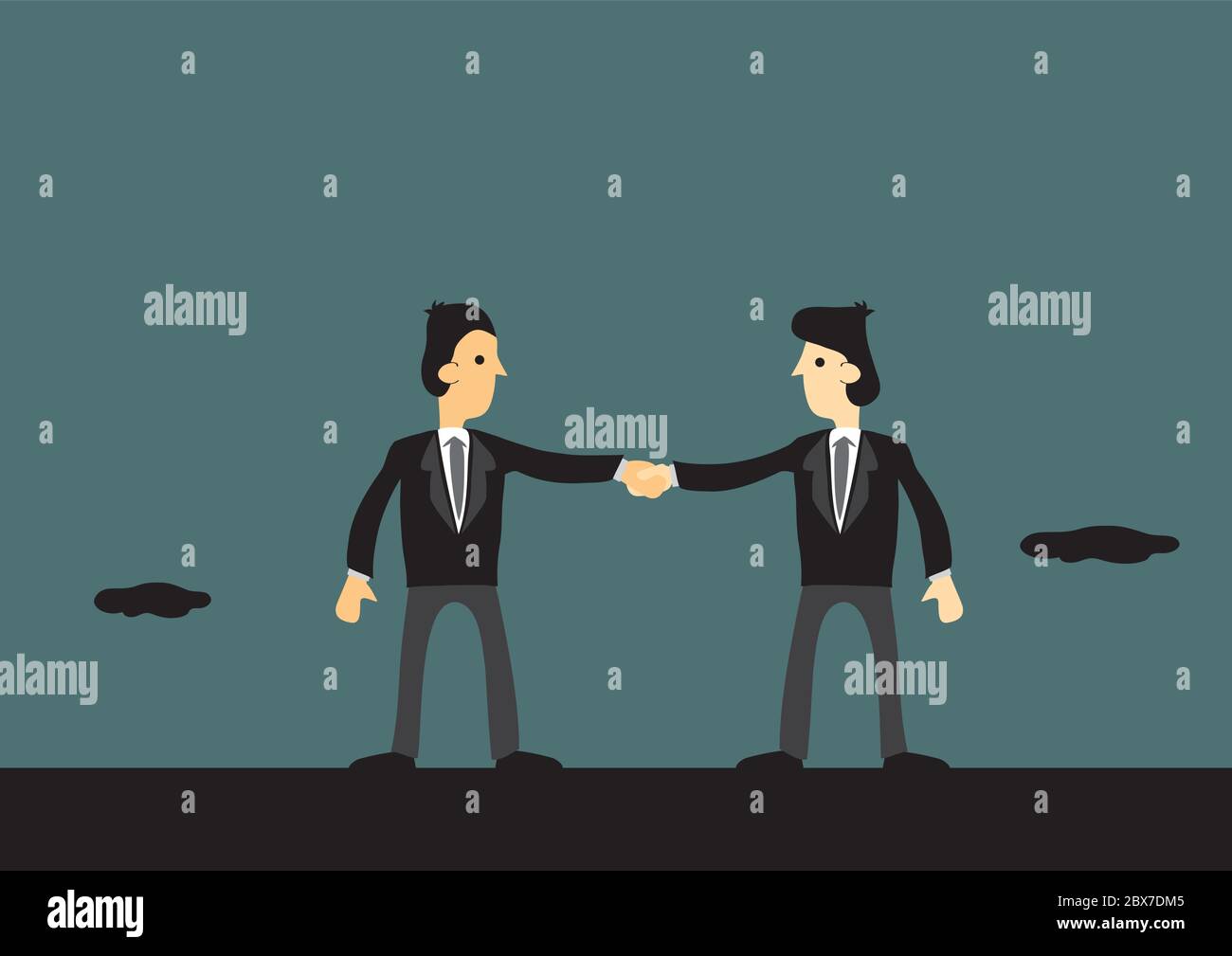 Two cartoon man wearing business suits joined in hands. Concept vector ...