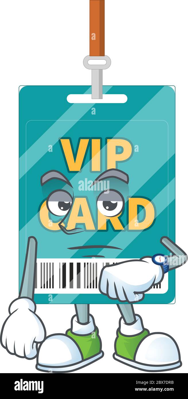 VIP pass card showing waiting gesture cartoon design concept Stock ...