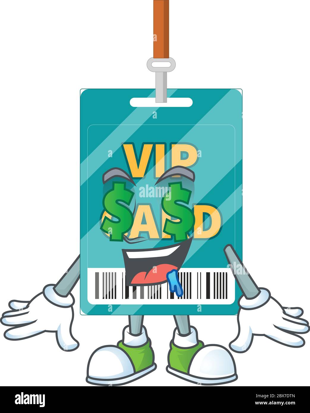 Cute rich VIP pass card mascot character style with money eyes Stock ...