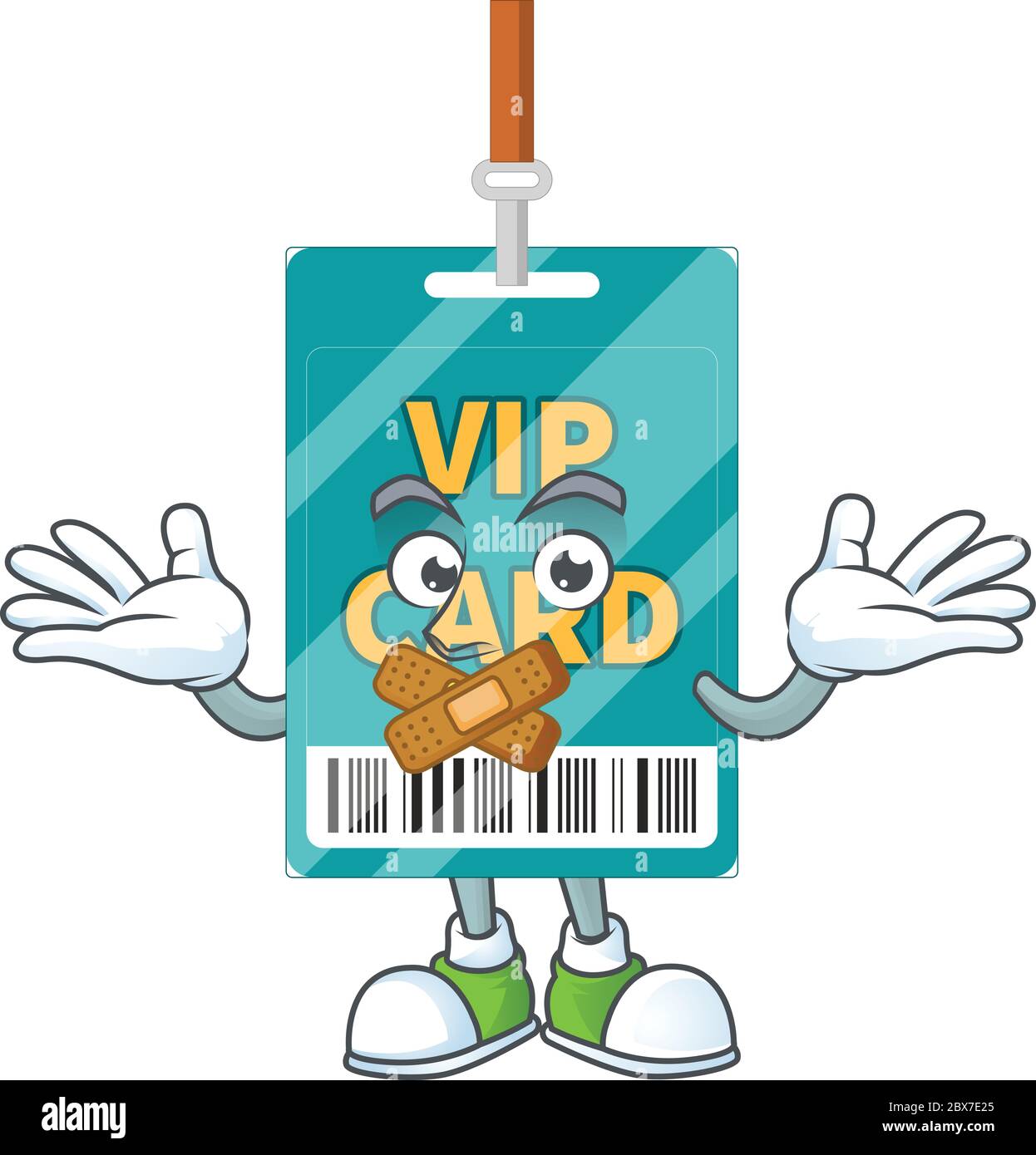 VIP pass card Cartoon drawing design making a quiet finger gesture ...