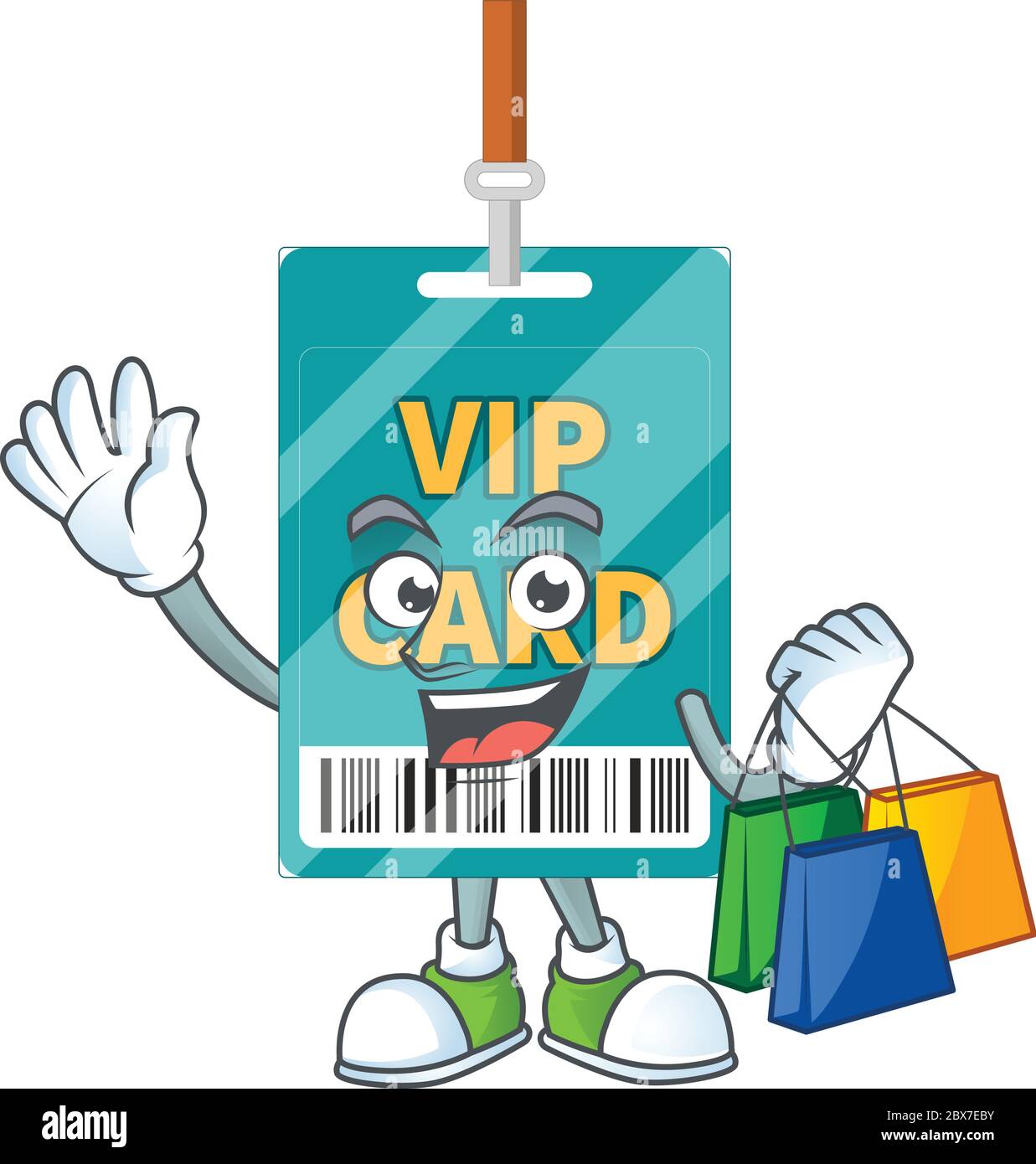 Happy rich VIP pass card Caricature picture with shopping bags Stock ...