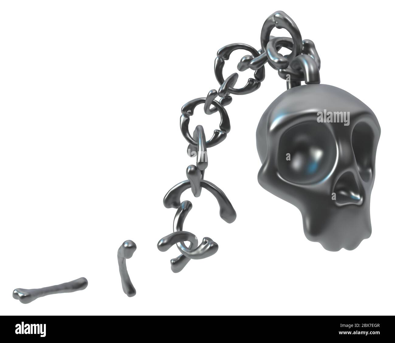 Skull dark metal abstract bone chain, isolated, 3d illustration ...