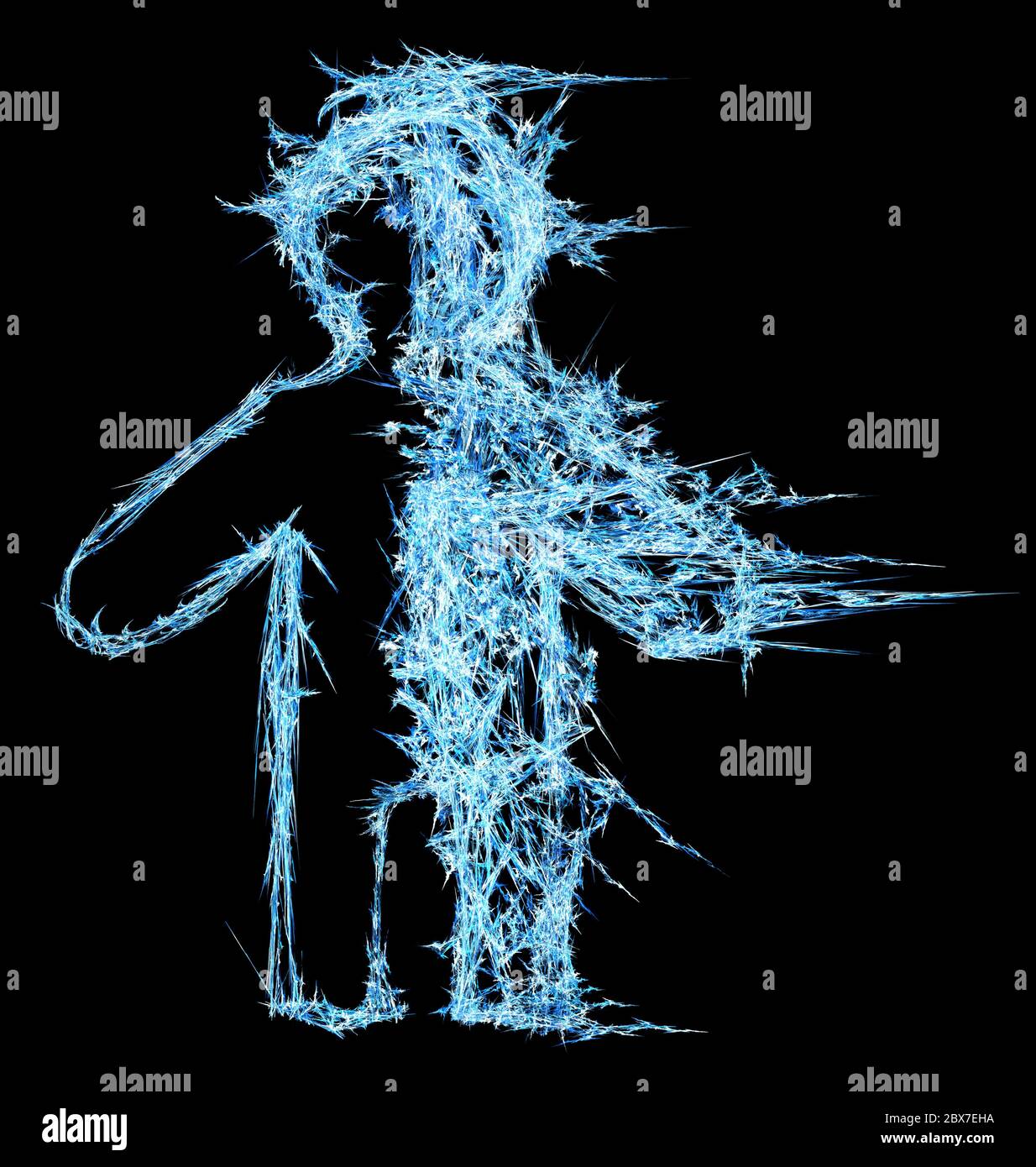 Ice shard shape person symbol figure outline half, horizontal, isolated ...