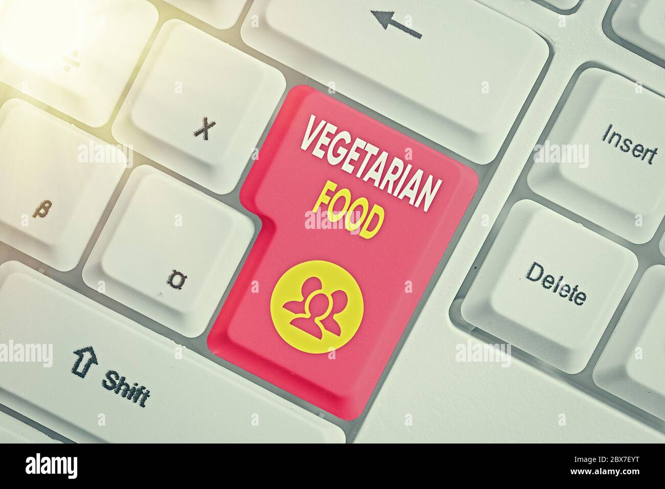 Text sign showing Vegetarian Food. Business photo showcasing refers to ...