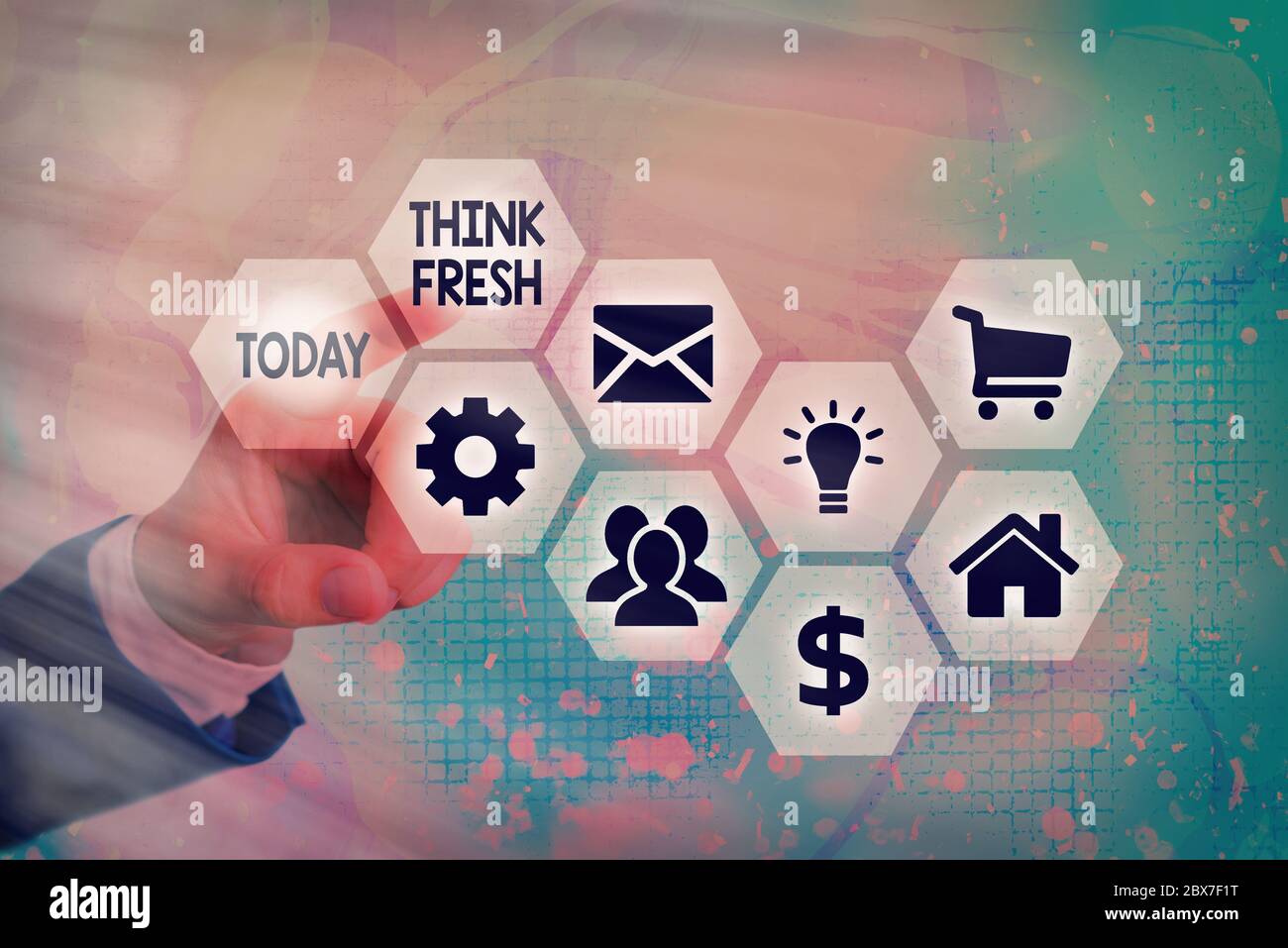 Conceptual hand writing showing Think Fresh. Concept meaning a new ...