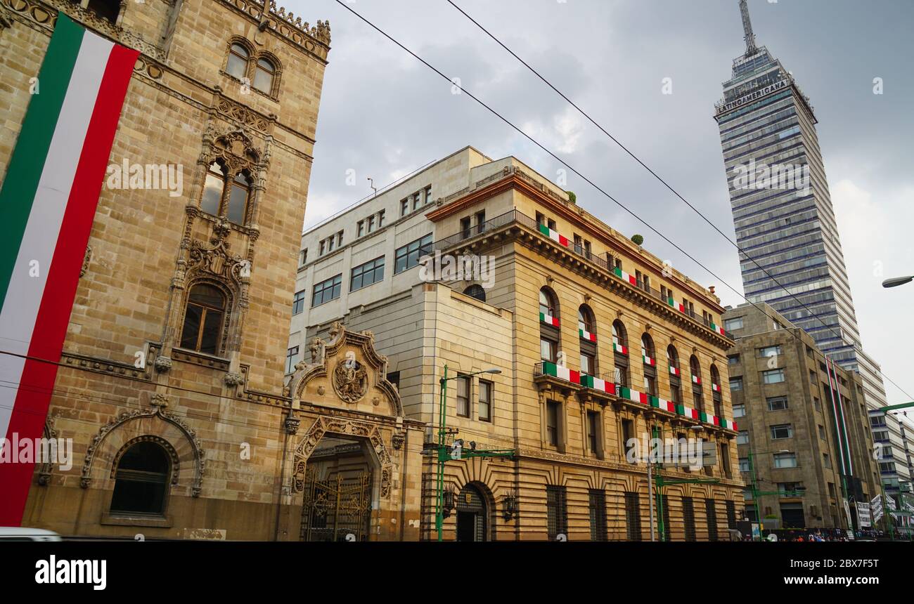 Decorated buildings for Independence Day Mexico Stock Photo - Alamy