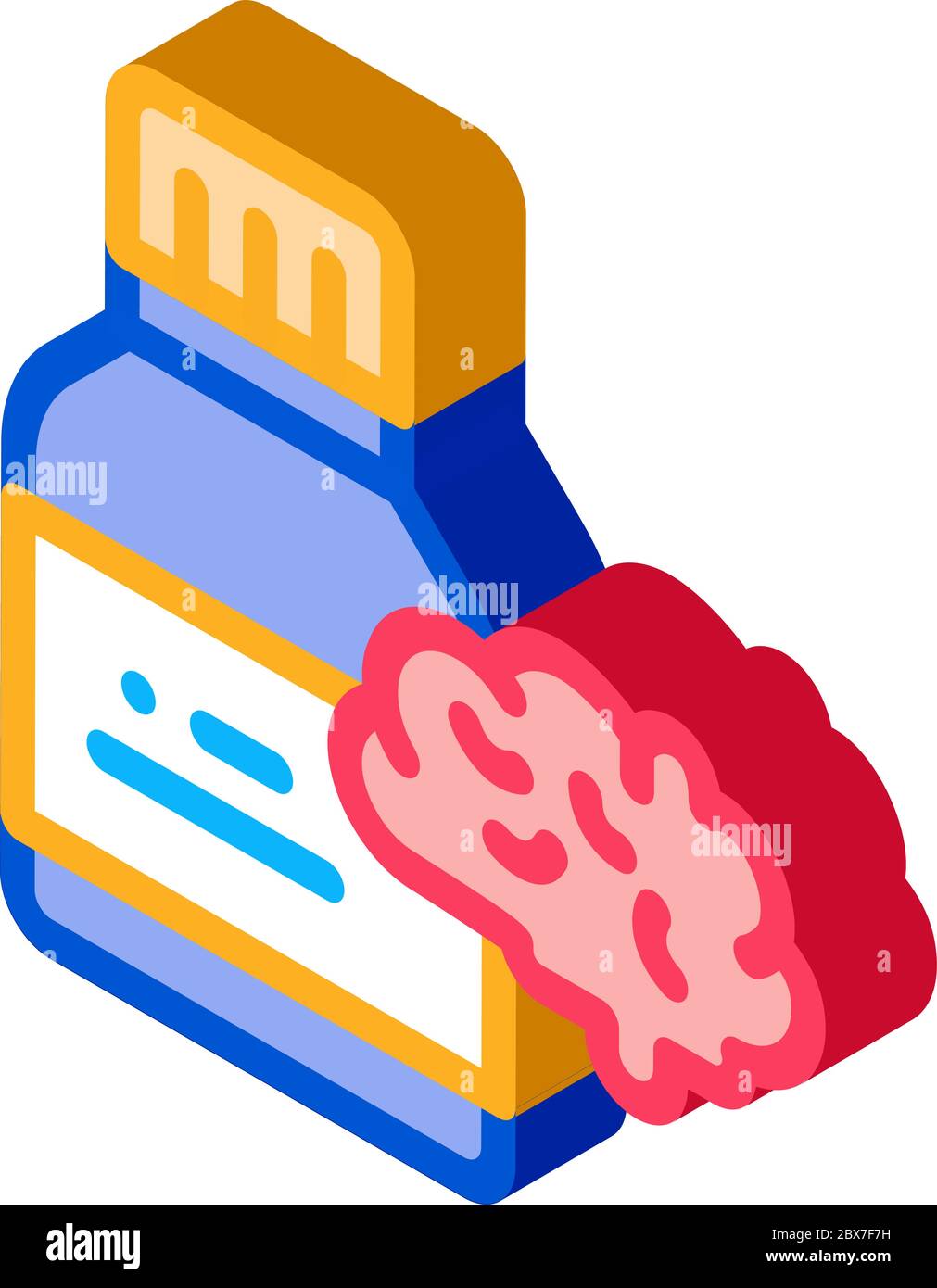 Bottle Pills Brain isometric icon vector illustration Stock Vector ...