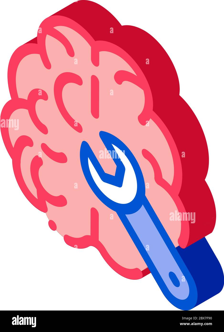 Brain Wrench isometric icon vector illustration Stock Vector Image ...