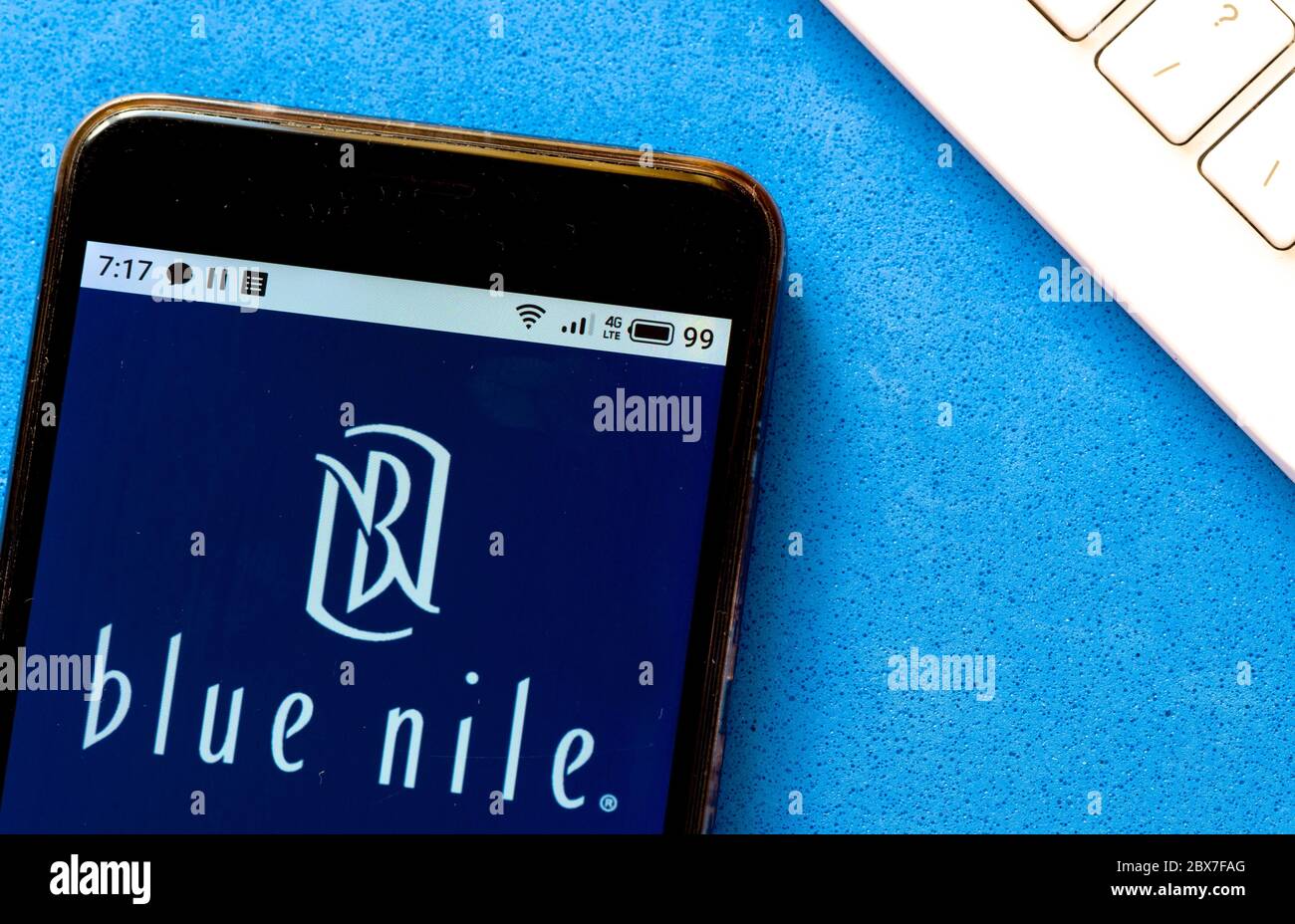 In this photo illustration an Blue Nile logo is seen displayed on a ...