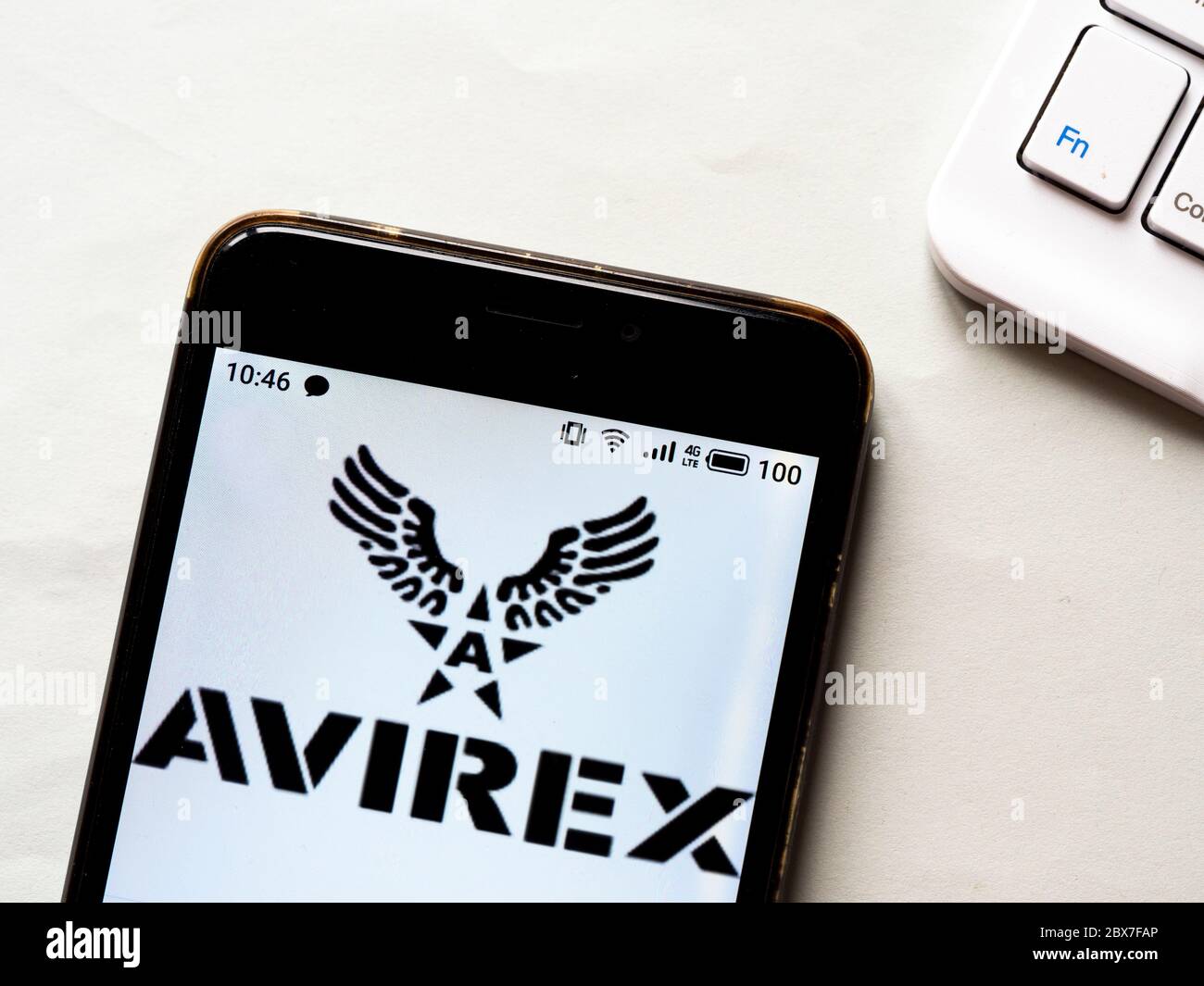 In this photo illustration an Avirex logo is seen displayed on a ...