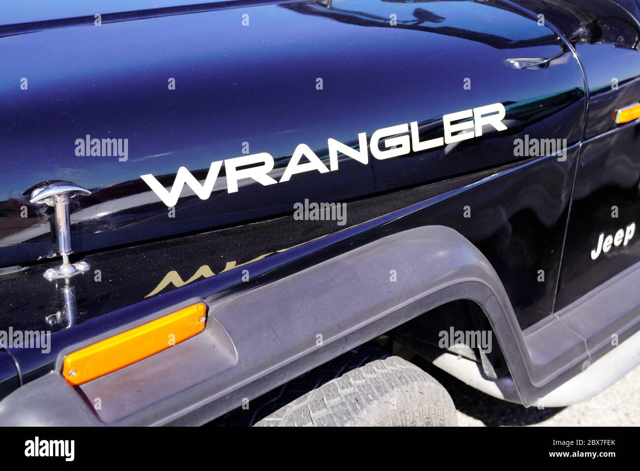 Bordeaux , Aquitaine / France - 06 01 2020 : Jeep Wrangler text on side ...