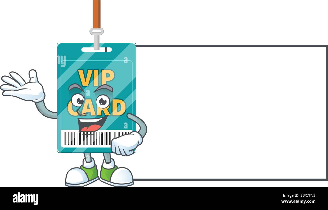 A caricature drawing of VIP pass card with board Stock Vector Image ...