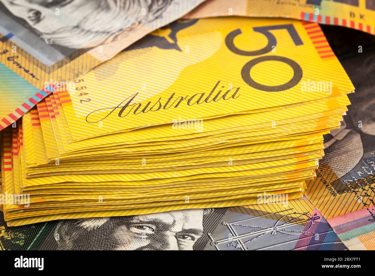 Australian money background. Fifty dollar notes Stock Photo - Alamy