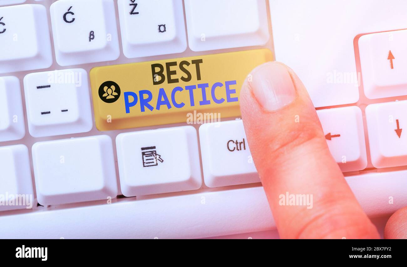 Writing note showing Best Practice. Business concept for Selective ...