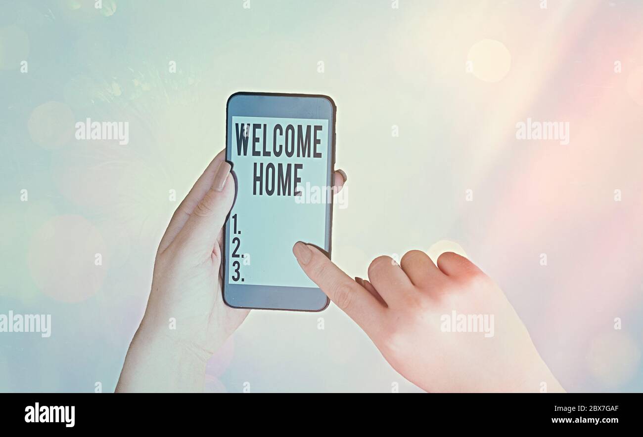 Writing note showing Welcome Home. Business concept for sweet, positive ...