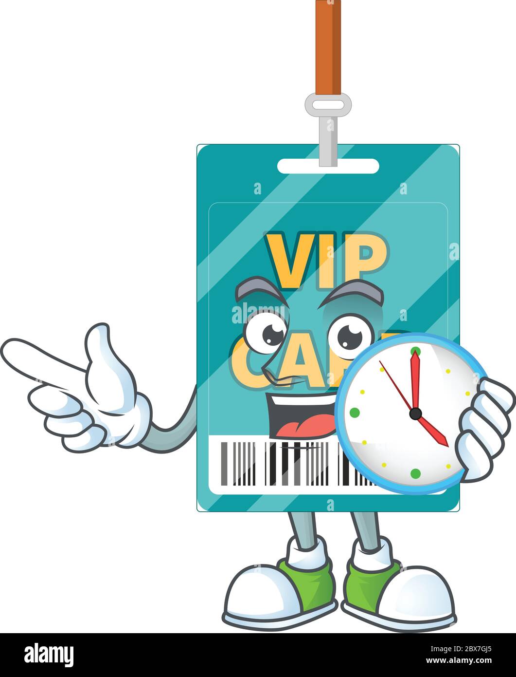 cartoon drawing concept of VIP pass card with a circle clock Stock ...