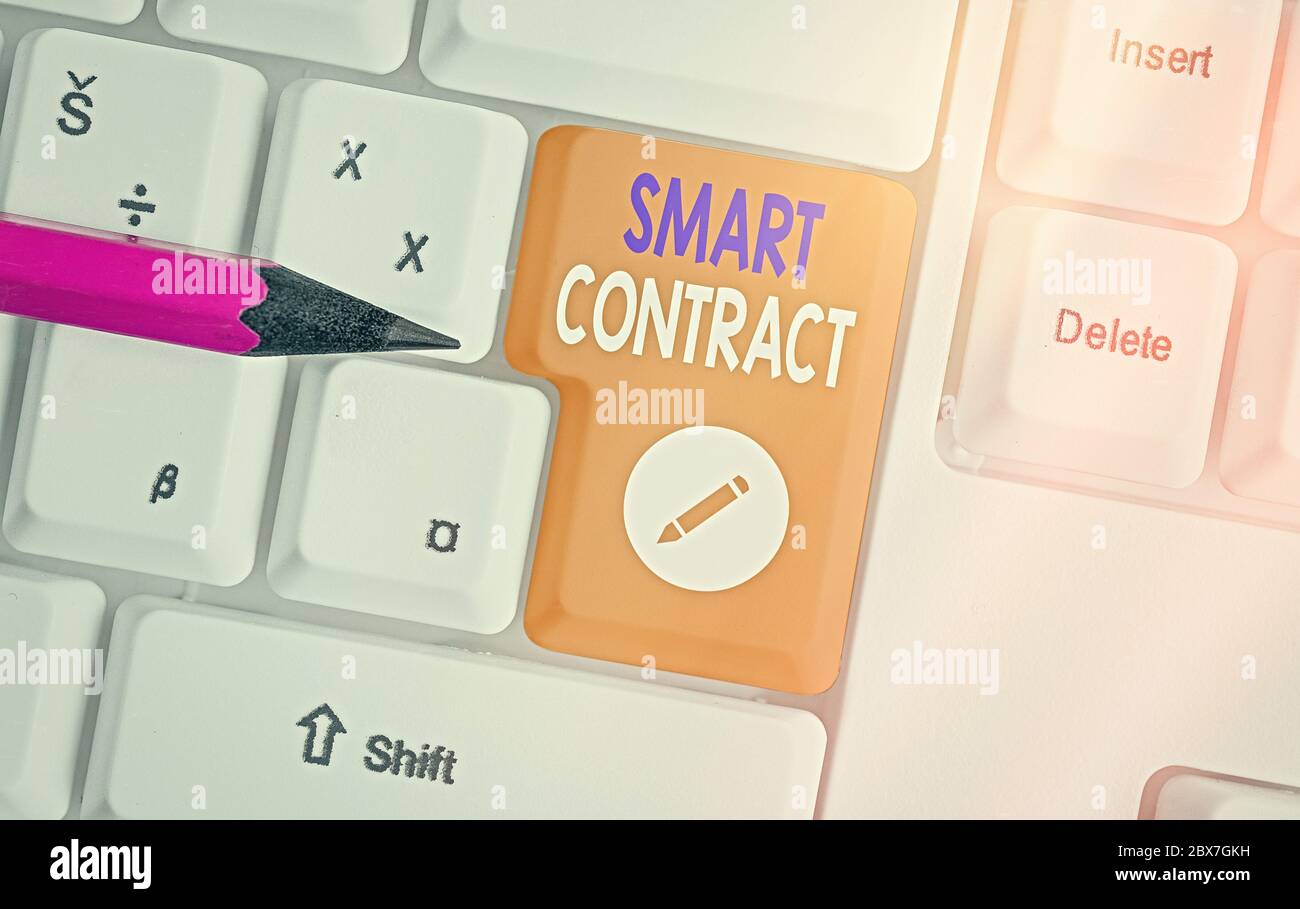 Word writing text Smart Contract. Business photo showcasing digital ...
