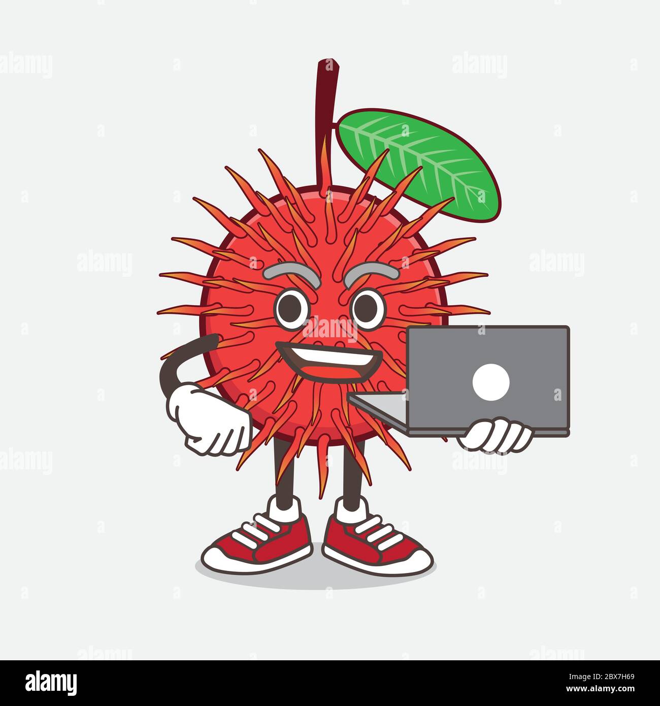 An illustration of Rambutan Fruit cartoon mascot character working with ...