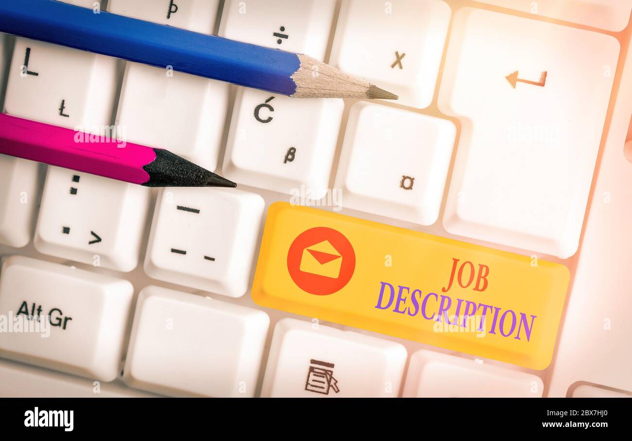 Handwriting text Job Description. Conceptual photo written narrative ...