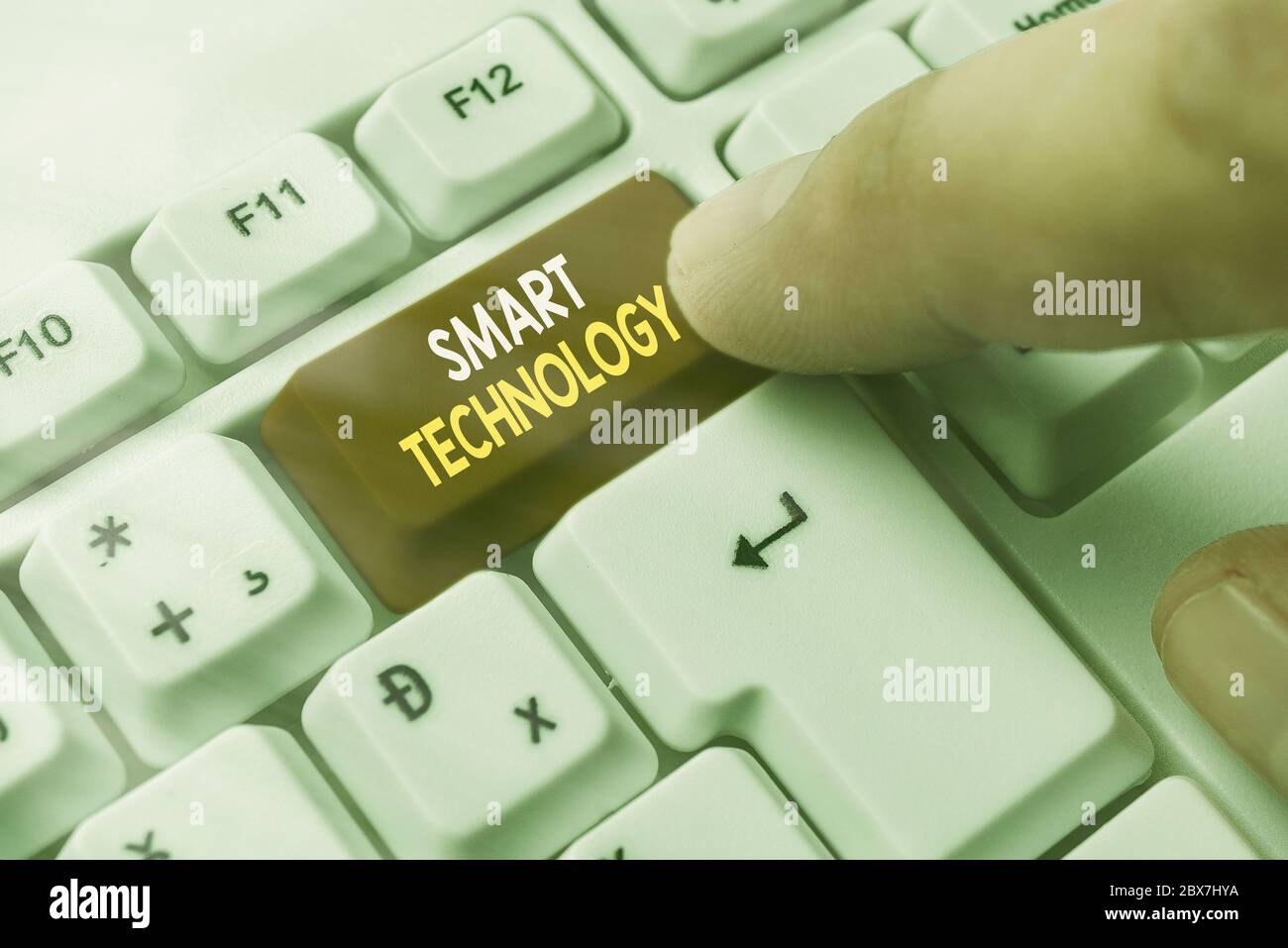 Conceptual hand writing showing Smart Technology. Concept meaning used to protect and prevent ...