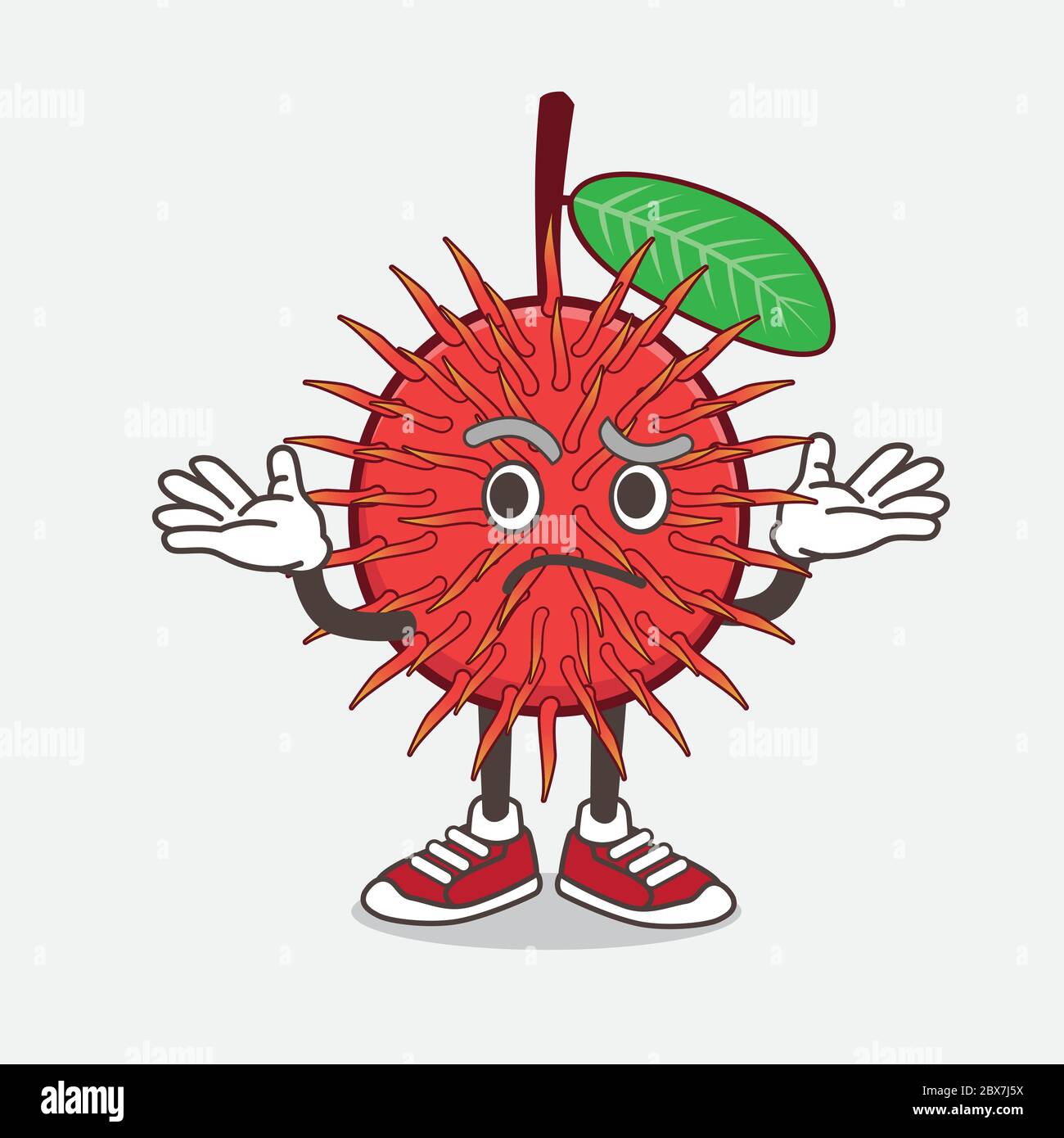 An illustration of Rambutan Fruit cartoon mascot character in comical ...