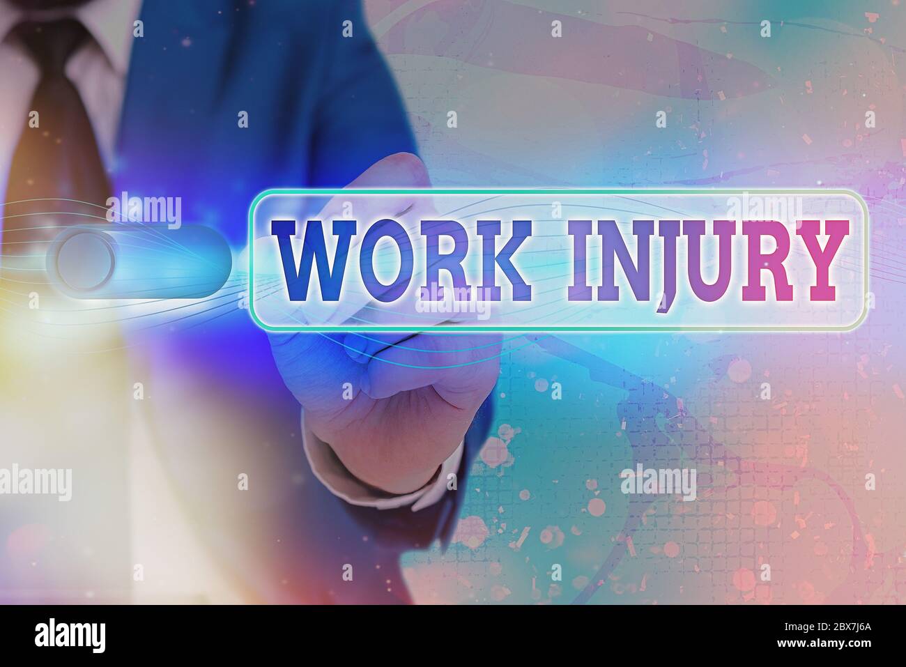 Writing note showing Work Injury. Business concept for an accident ...