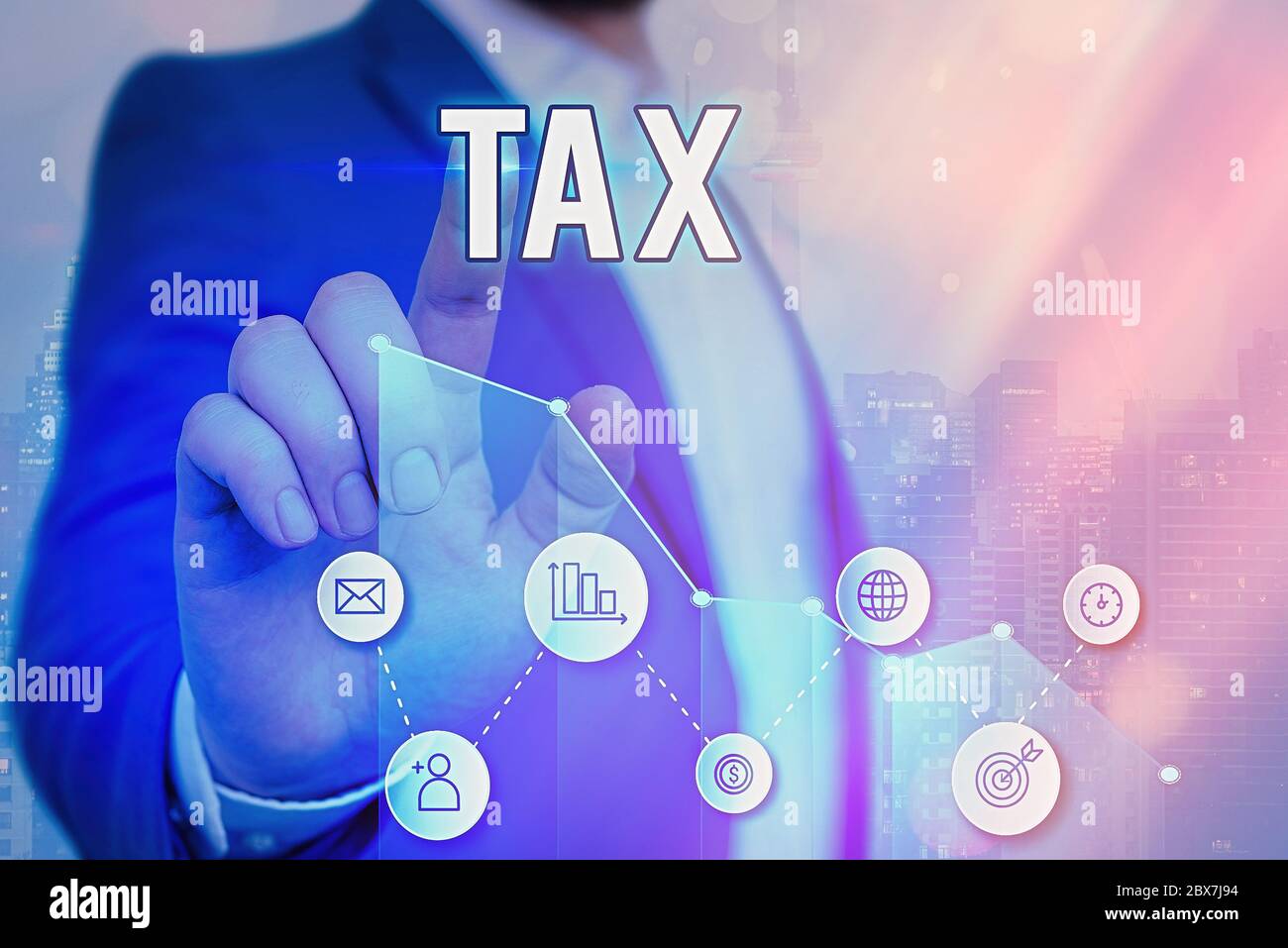 Writing note showing Tax. Business concept for compulsory financial ...