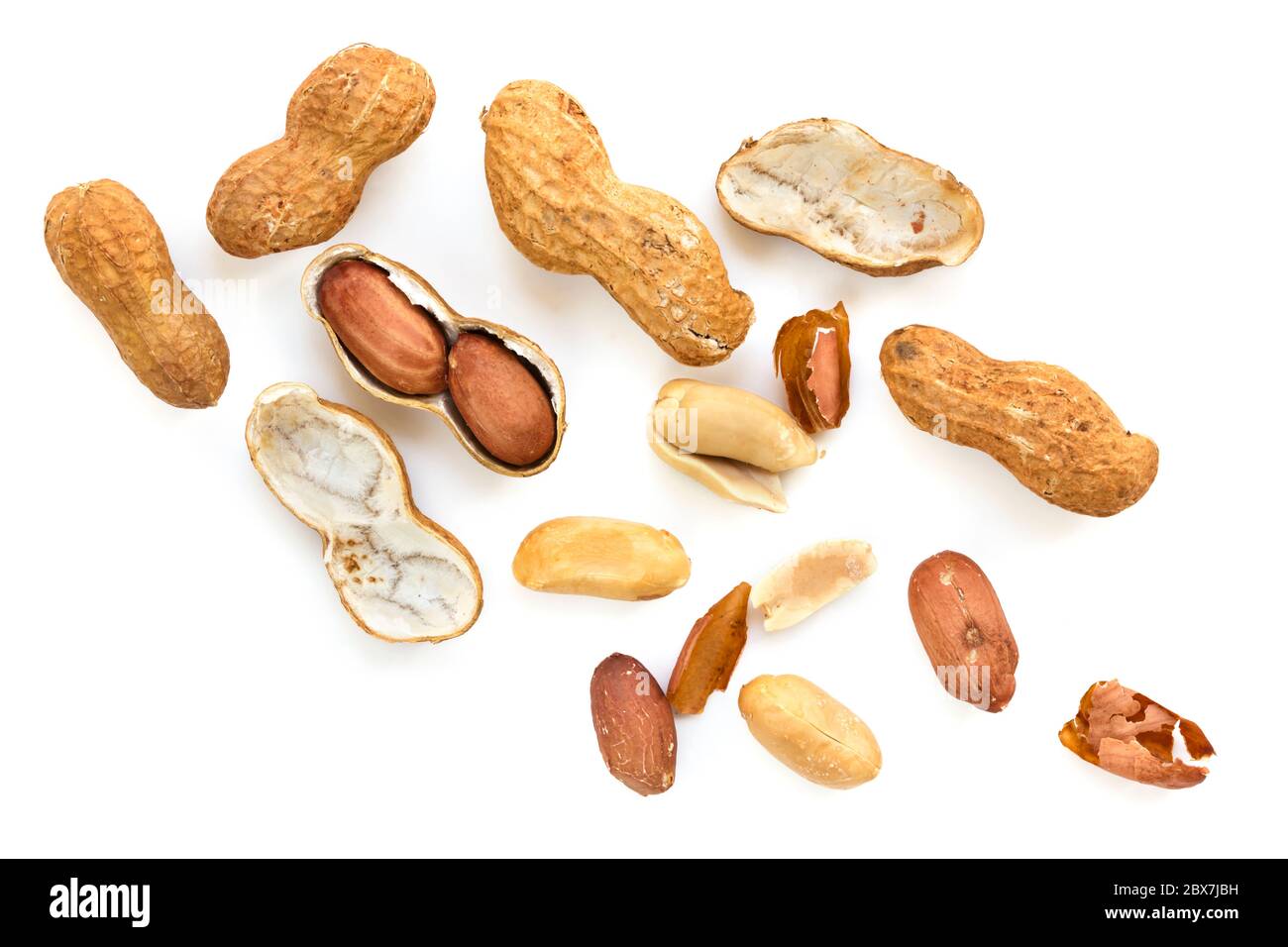 Roasted peanuts in shell, top view, isolated Stock Photo - Alamy