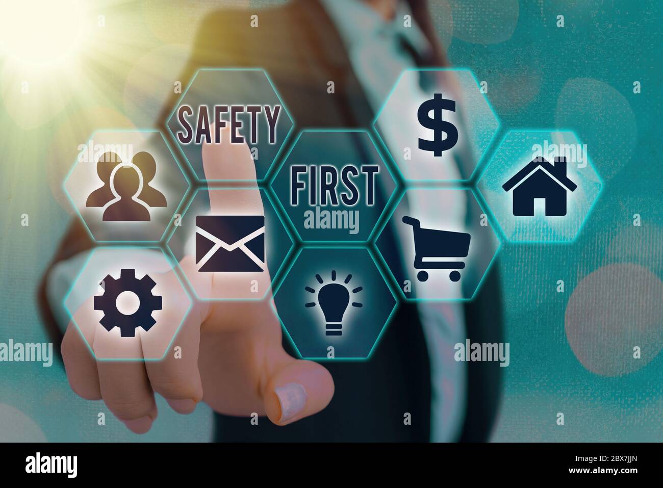 Conceptual hand writing showing Safety First. Concept meaning used to ...