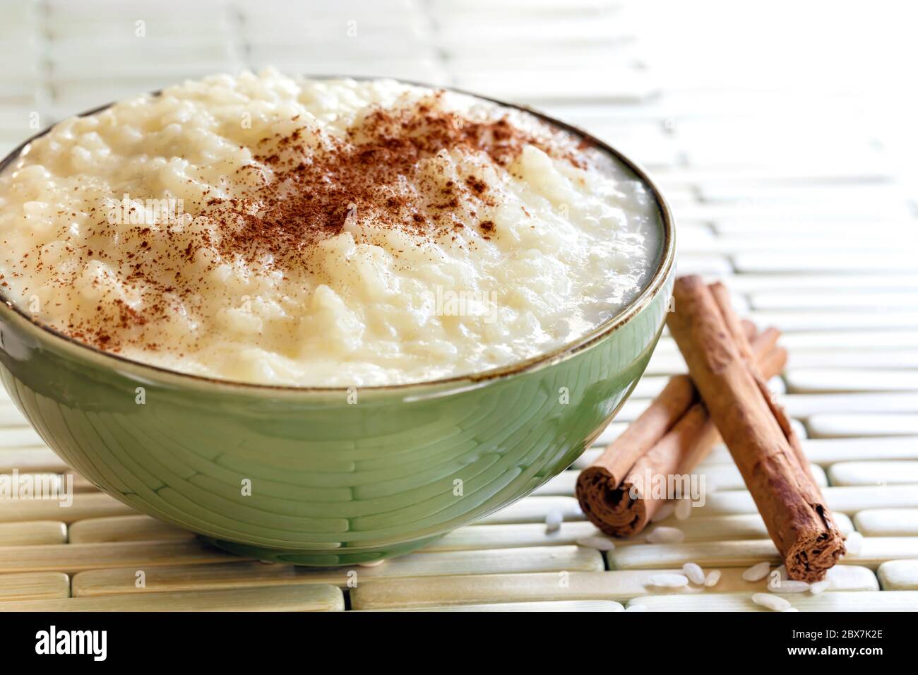Rice pudding with cinnamon. Traditional Greek rizogalo Stock Photo - Alamy