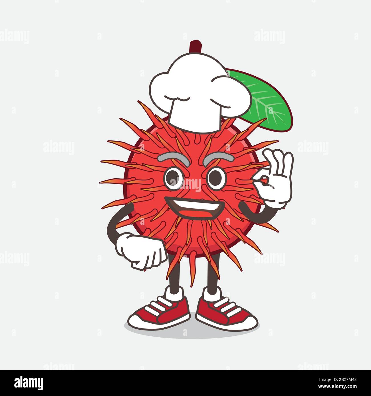 An illustration of Rambutan Fruit cartoon mascot character in a chef ...