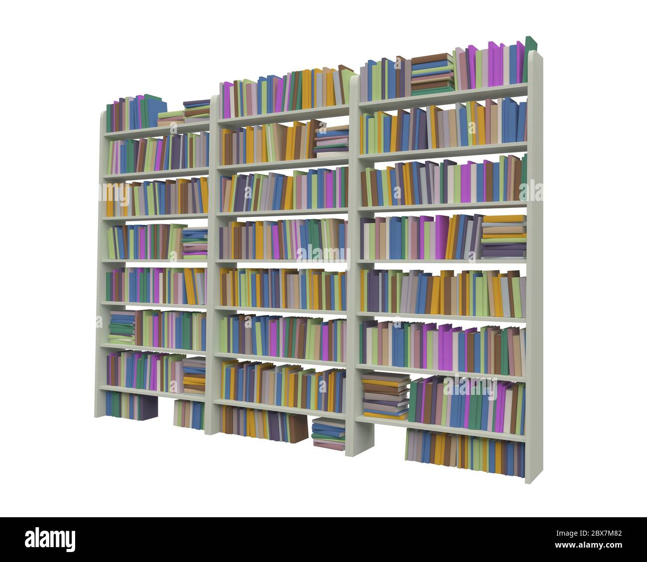 Bookcase bookshelves isolated on white 3d illustration Stock Photo - Alamy