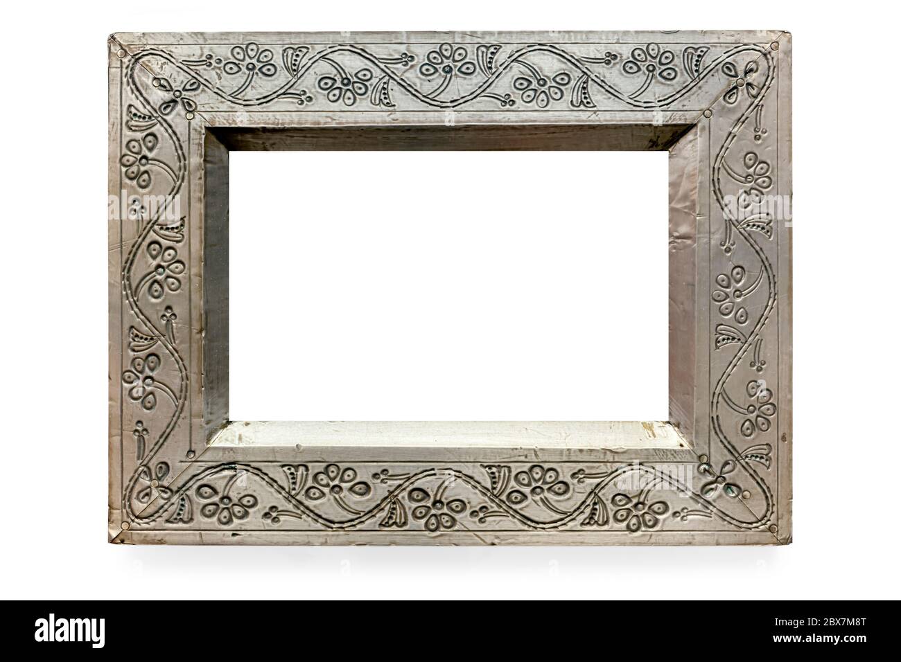 Pressed metal picture frame isolated on white background Stock Photo ...