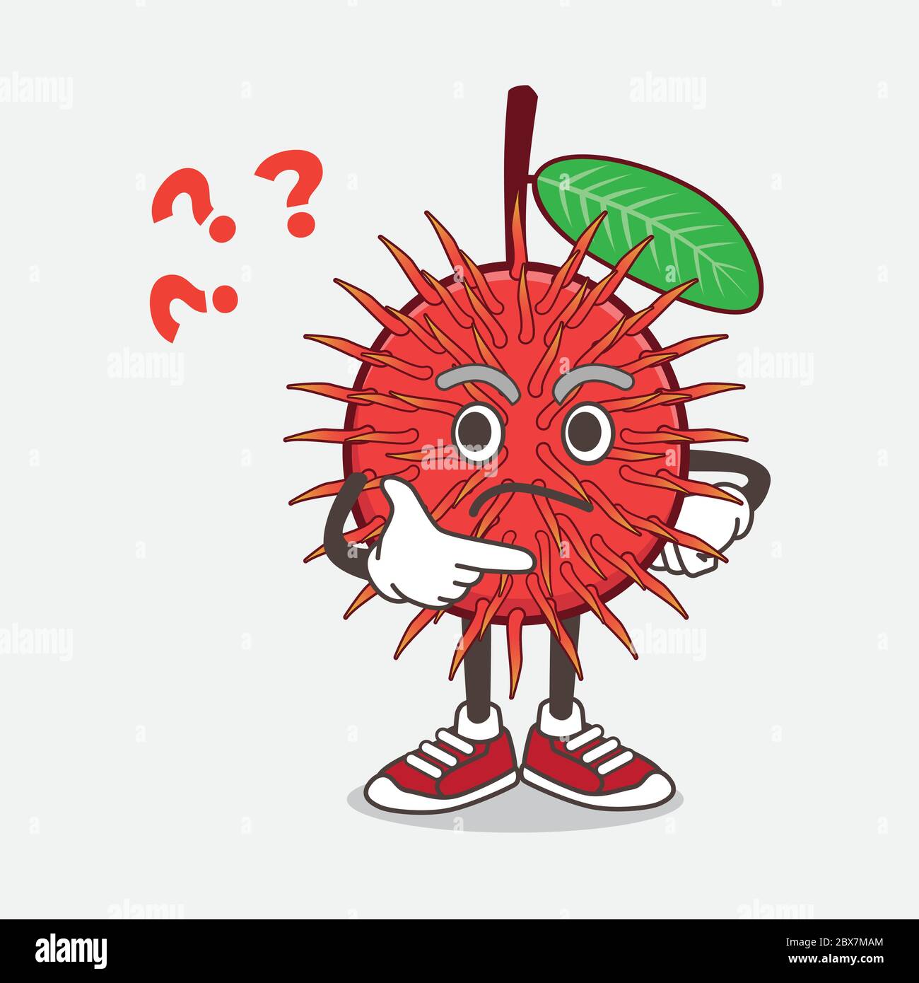 An illustration of Rambutan Fruit cartoon mascot character in a ...
