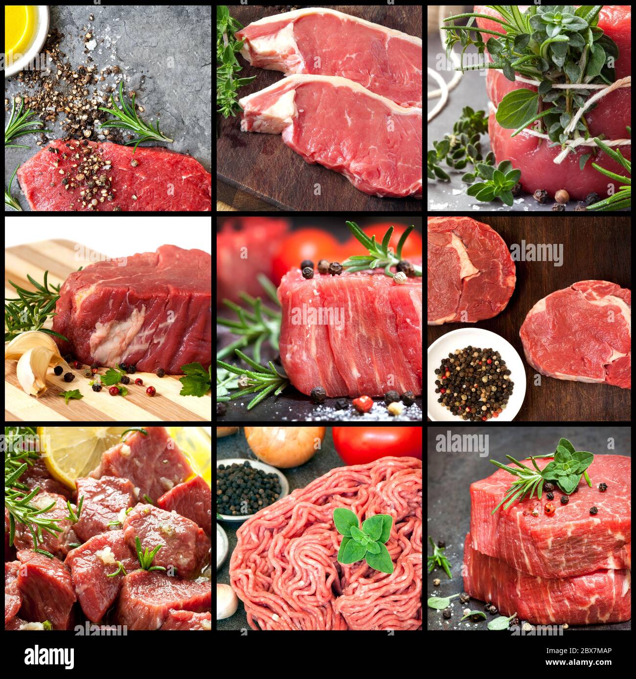 Collection of raw beef images. Includes herbs and spices Stock Photo ...