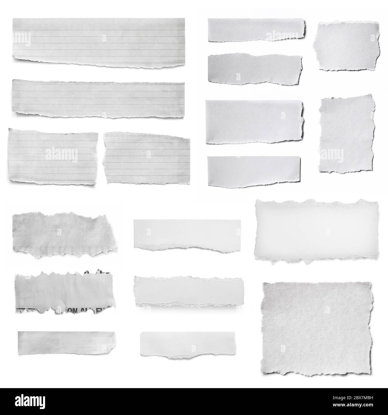 Paper tears collection, isolated on white. Torn pieces, isolated on ...