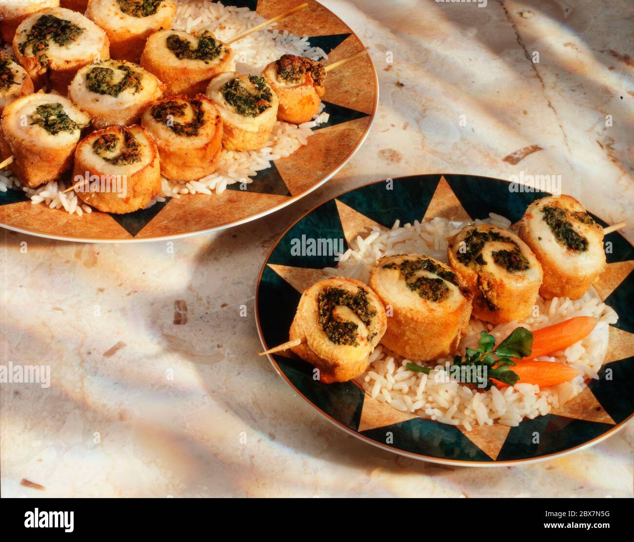 Pesto Chicken Spirals Stock Photo - Alamy