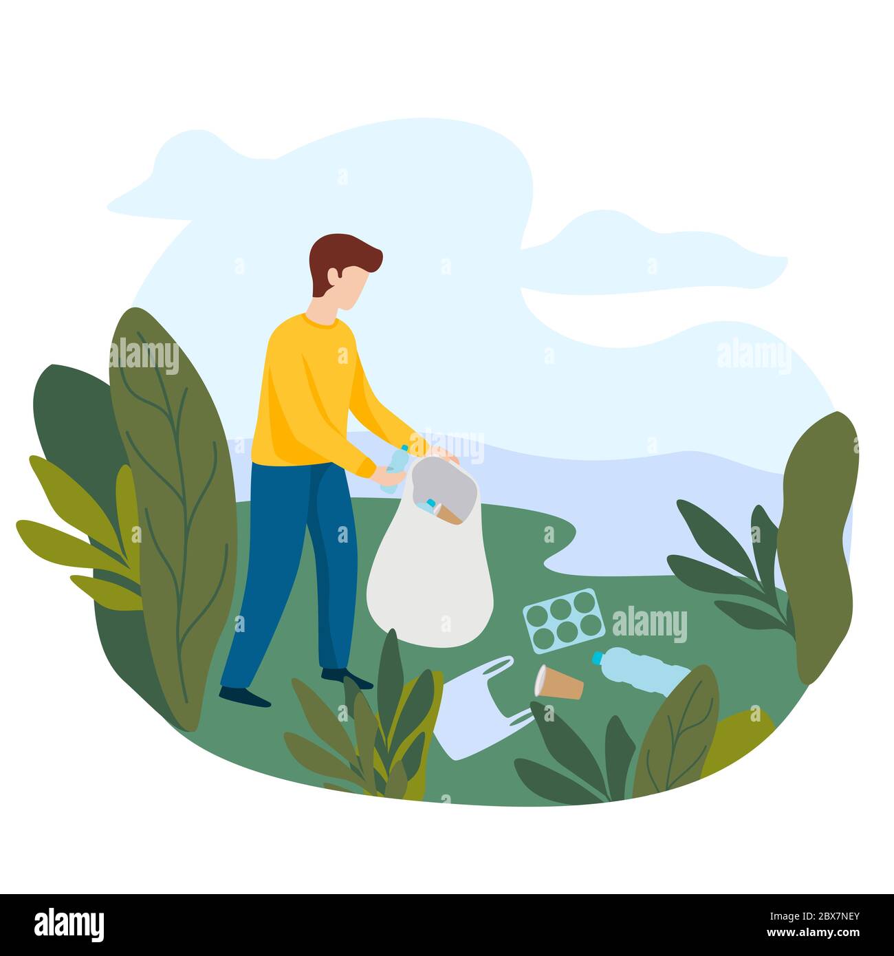 Clean up river waste Stock Vector Images - Alamy