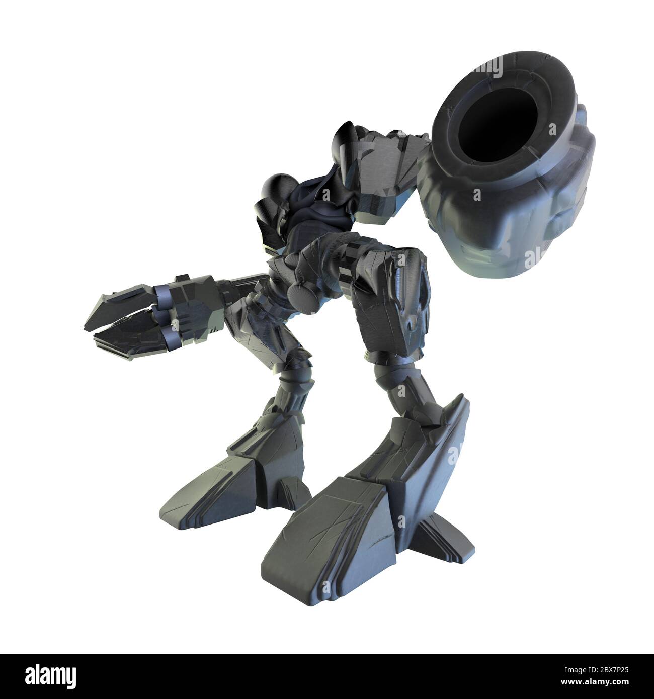 Isolated illustration of a metal mechanic robot warrior with pilot seat ...