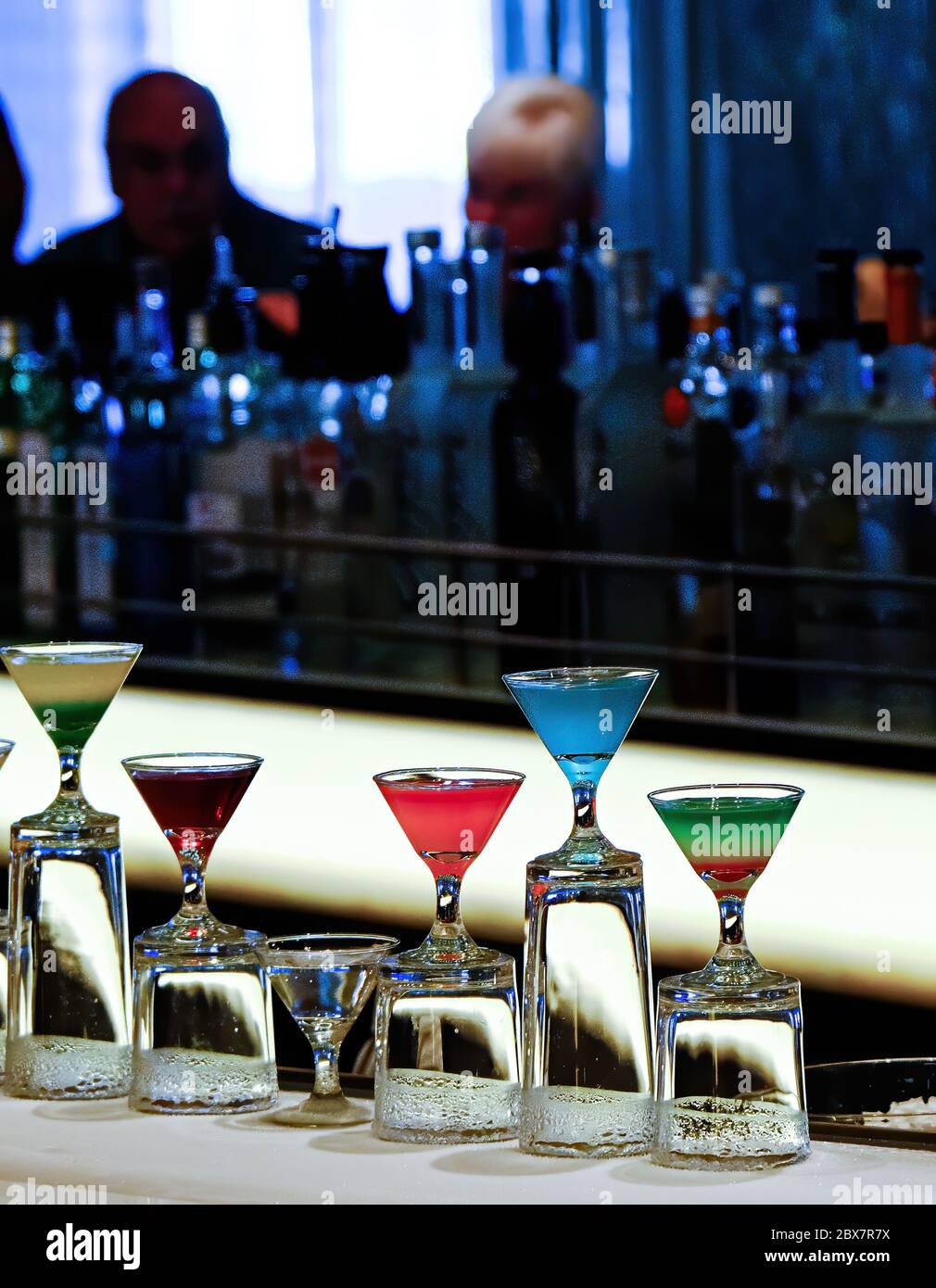 Colored Martinis in Cruise Ship Bar Stock Photo - Alamy