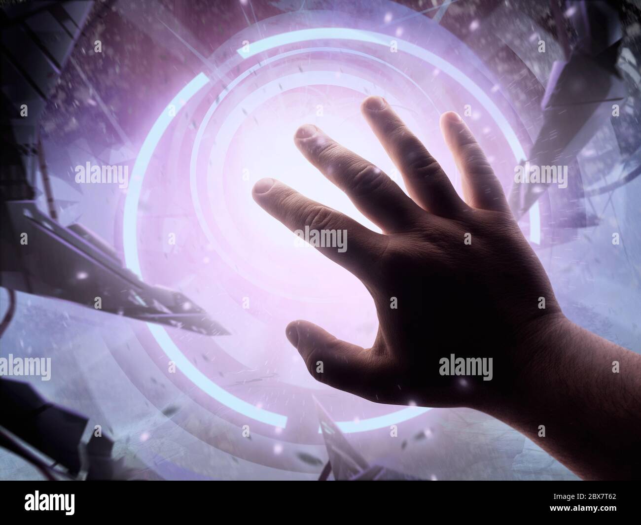 Illustration of a male first person view hand protecting from attacking ...