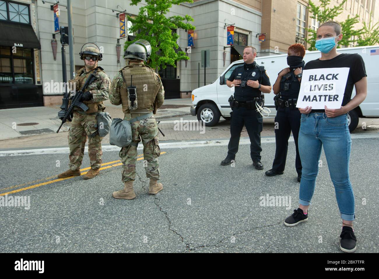 Providence, United States. 05th June, 2020. Demonstrators holds a Black ...