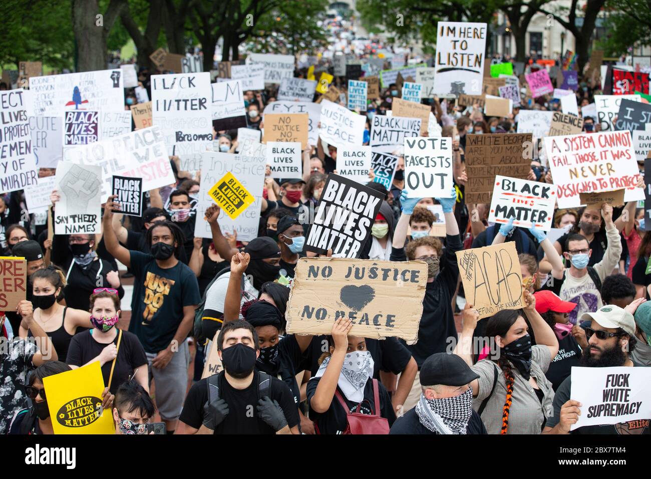Providence, United States. 05th June, 2020. Demonstrators march ...