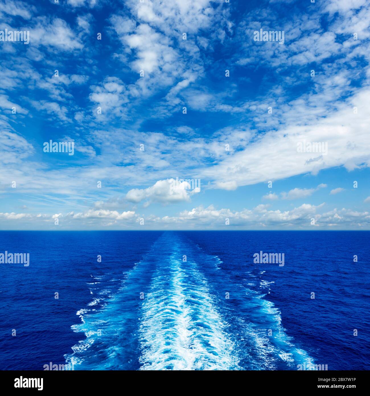 Ocean wake from cruise ship, on bright summer day Stock Photo - Alamy