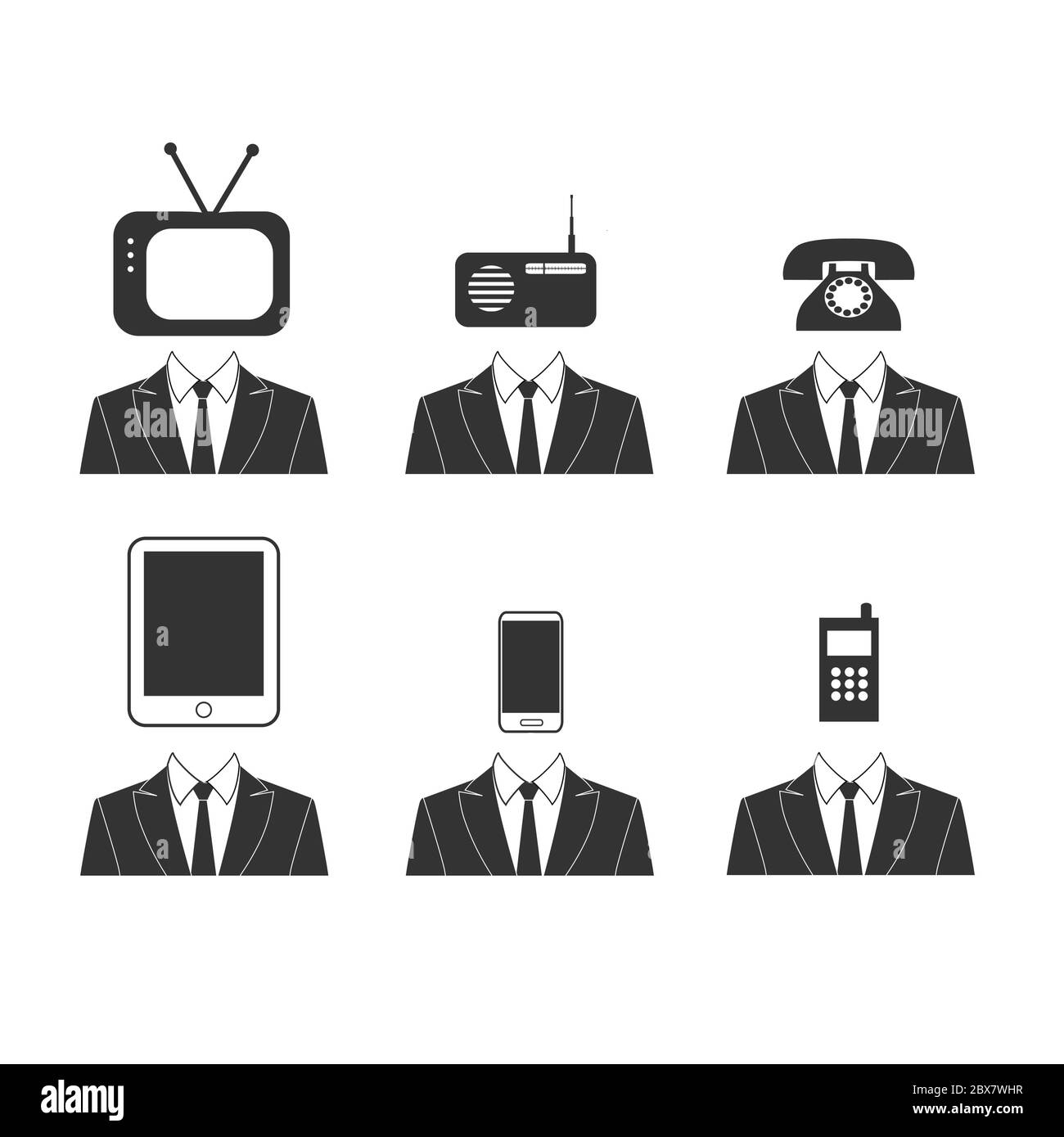 Telecommunication and media flat simple icon set. Symbols for ...