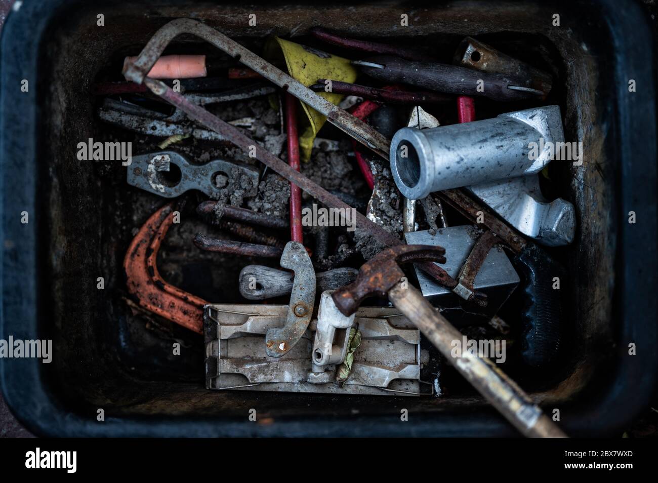 Weathered and rusted junk and tools up close Stock Photo - Alamy