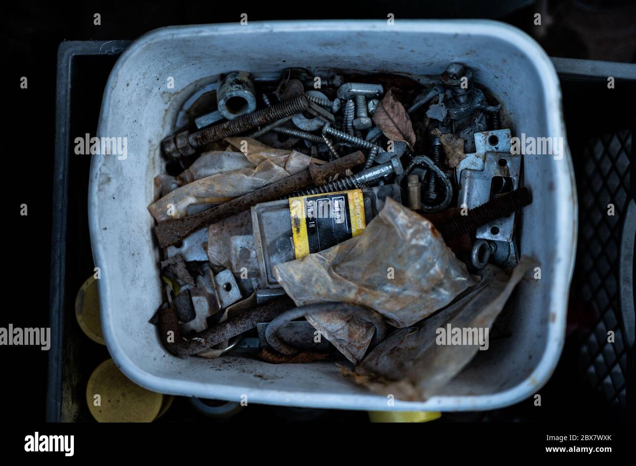 Weathered and rusted junk and tools up close Stock Photo - Alamy