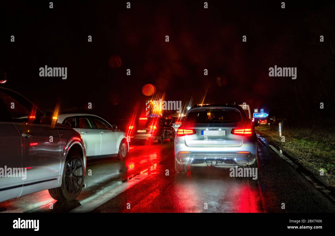 Motorway traffic jam caused by an accident on a highway Stock Photo - Alamy